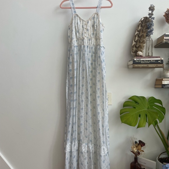 Dresses | Vintage Gunne Sax Light Blue Floral Maxi Dress | Poshmark